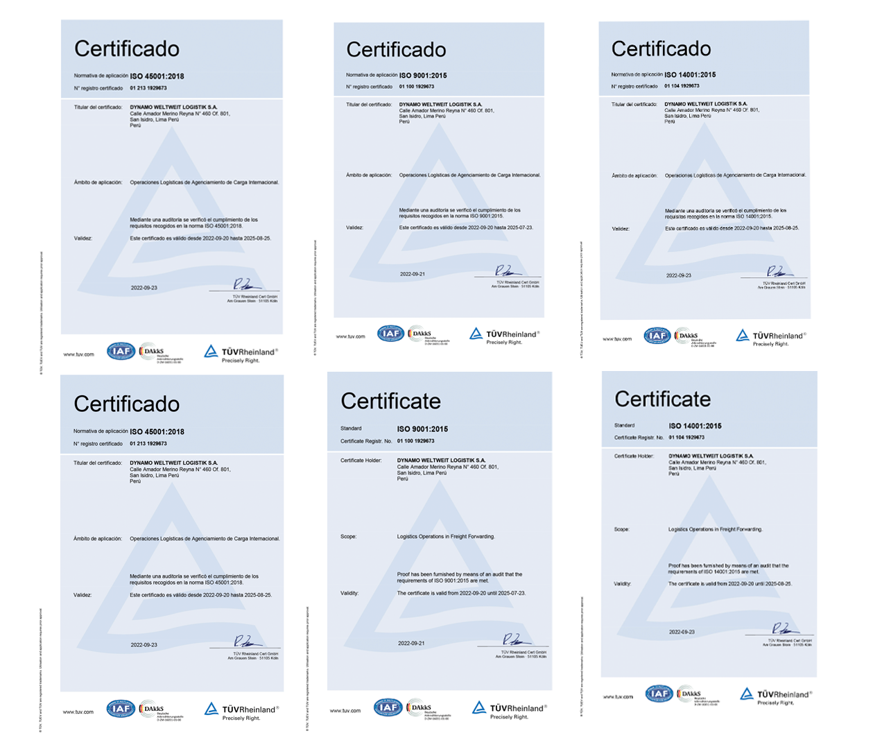 CERTIFICACIONES